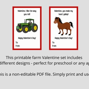 Farm Printable Valentine Cards Printable Valentines for Kids Tractor ...