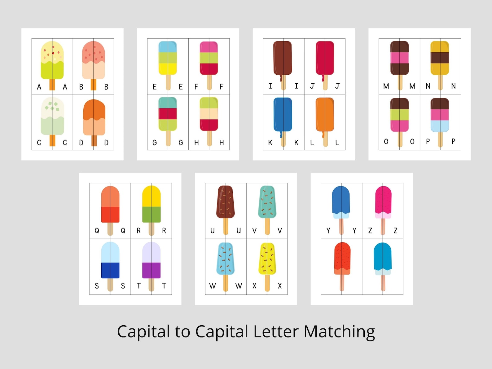 Printable Popsicle Letter Matching Preschool Alphabet Game Ice Cream ...