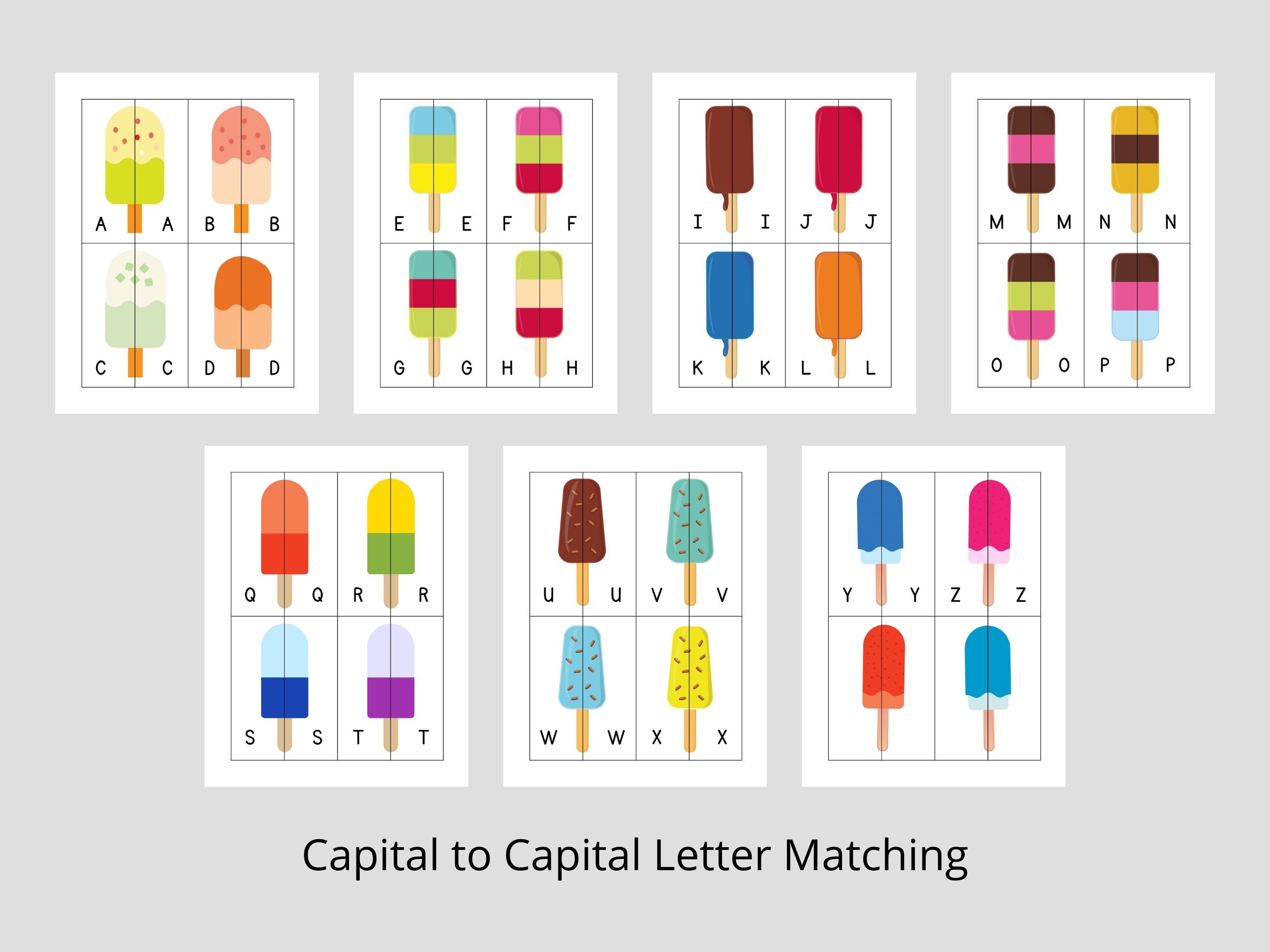 Printable Popsicle Letter Matching Preschool Alphabet Game Ice Cream ...