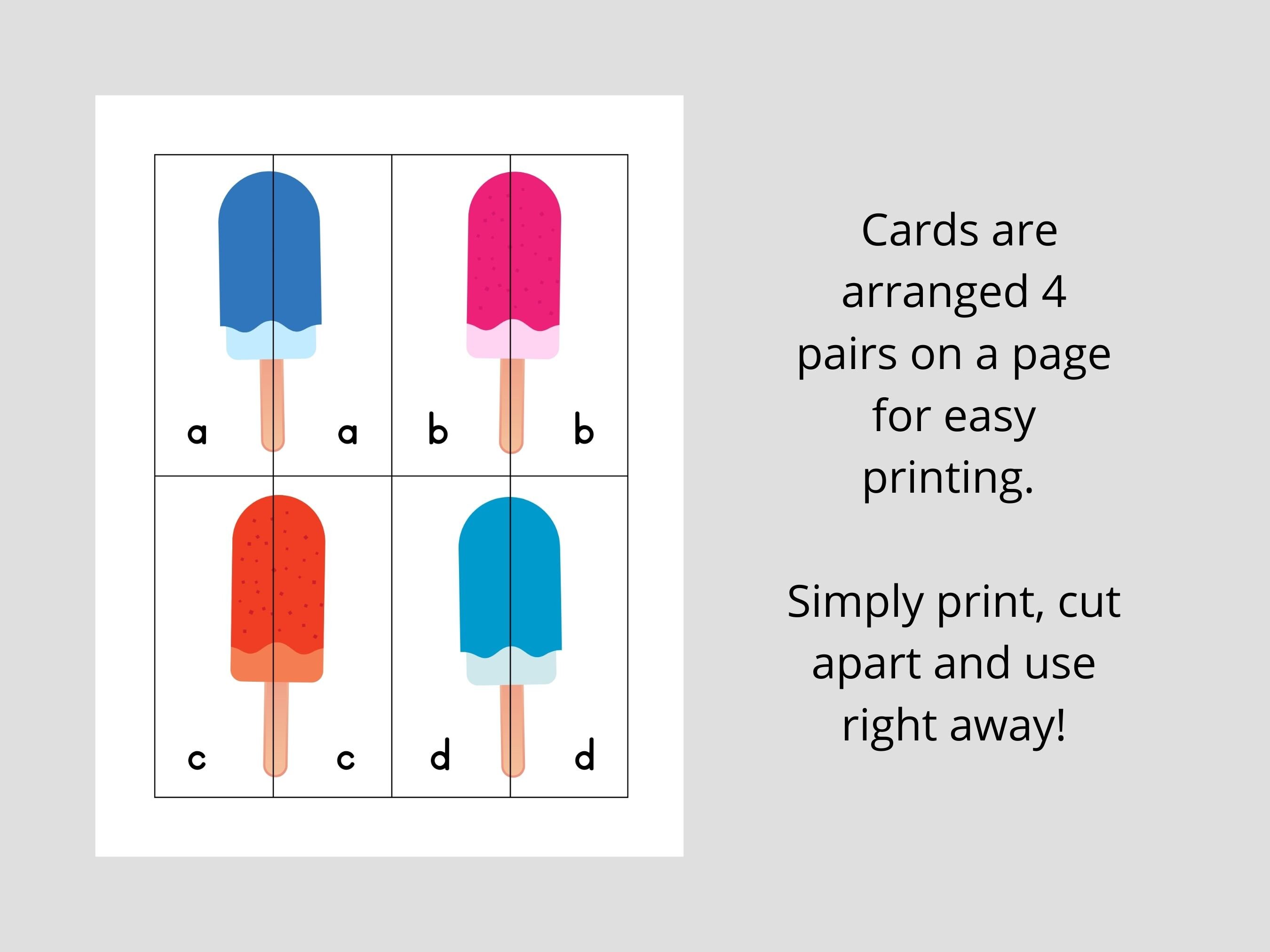 Printable Popsicle Letter Matching Preschool Alphabet Game Ice Cream ...