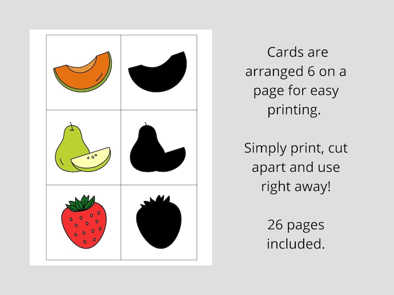 Fruit and Vegetable Matching | Printable Preschool Memory Game | Fruit ...