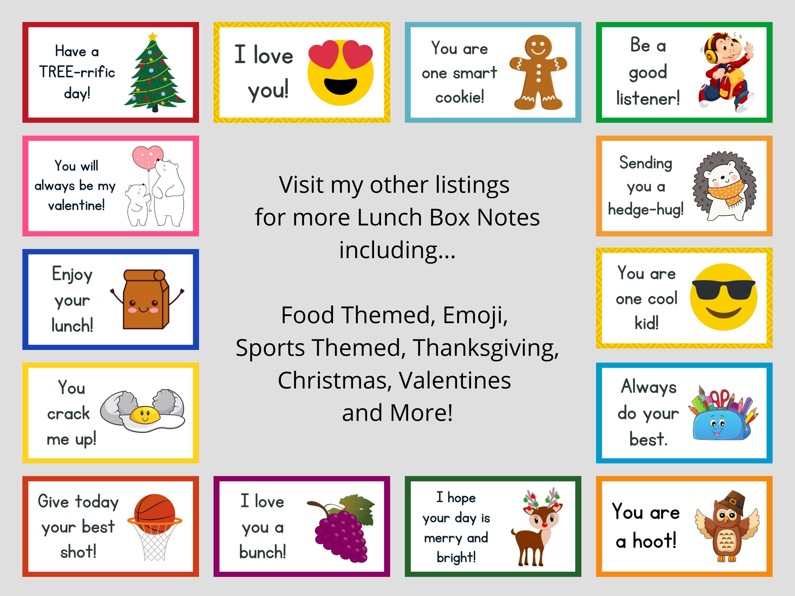Printable Lunch Box Notes for Kids Encouraging Notes for Kids Lunchbox ...