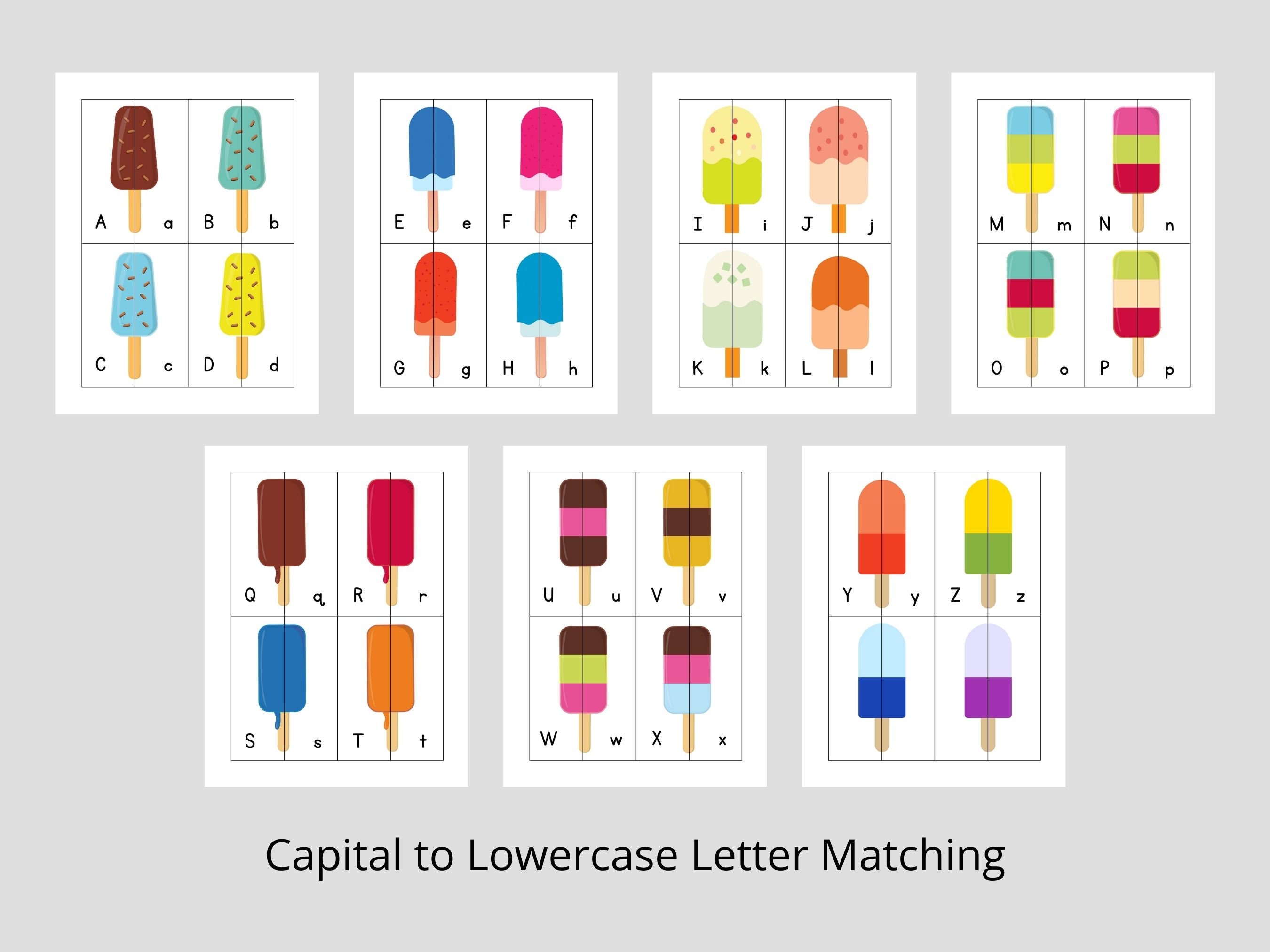Printable Popsicle Letter Matching Preschool Alphabet Game Ice Cream ...