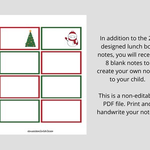 Christmas Lunch Box Notes for Kids Printable Holiday Cards (digital ...