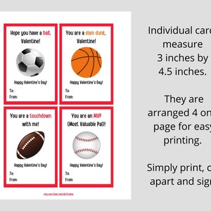 Sports Valentines Cards for Kids Classroom Valentines Printable ...