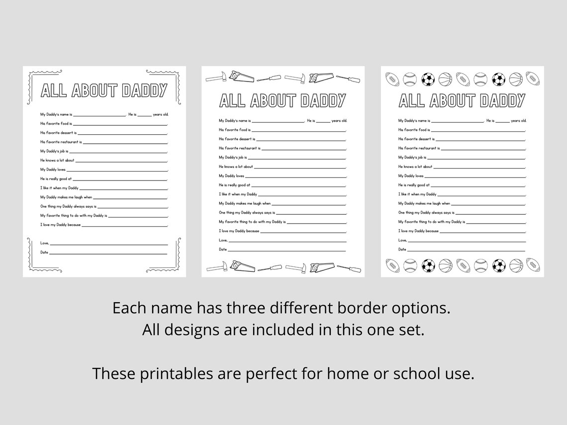 All About Dad Questionnaire Grandpa Questionnaire Printable - Etsy