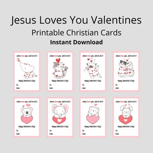 Jesus Loves You Valentine Cards Printable Christian Valentines Animal ...