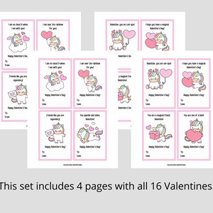 Unicorn Printable Valentine Cards Printable Unicorn Valentines for Kids ...