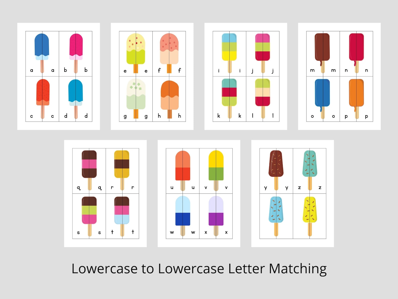 Printable Popsicle Letter Matching Preschool Alphabet Game Ice Cream ...