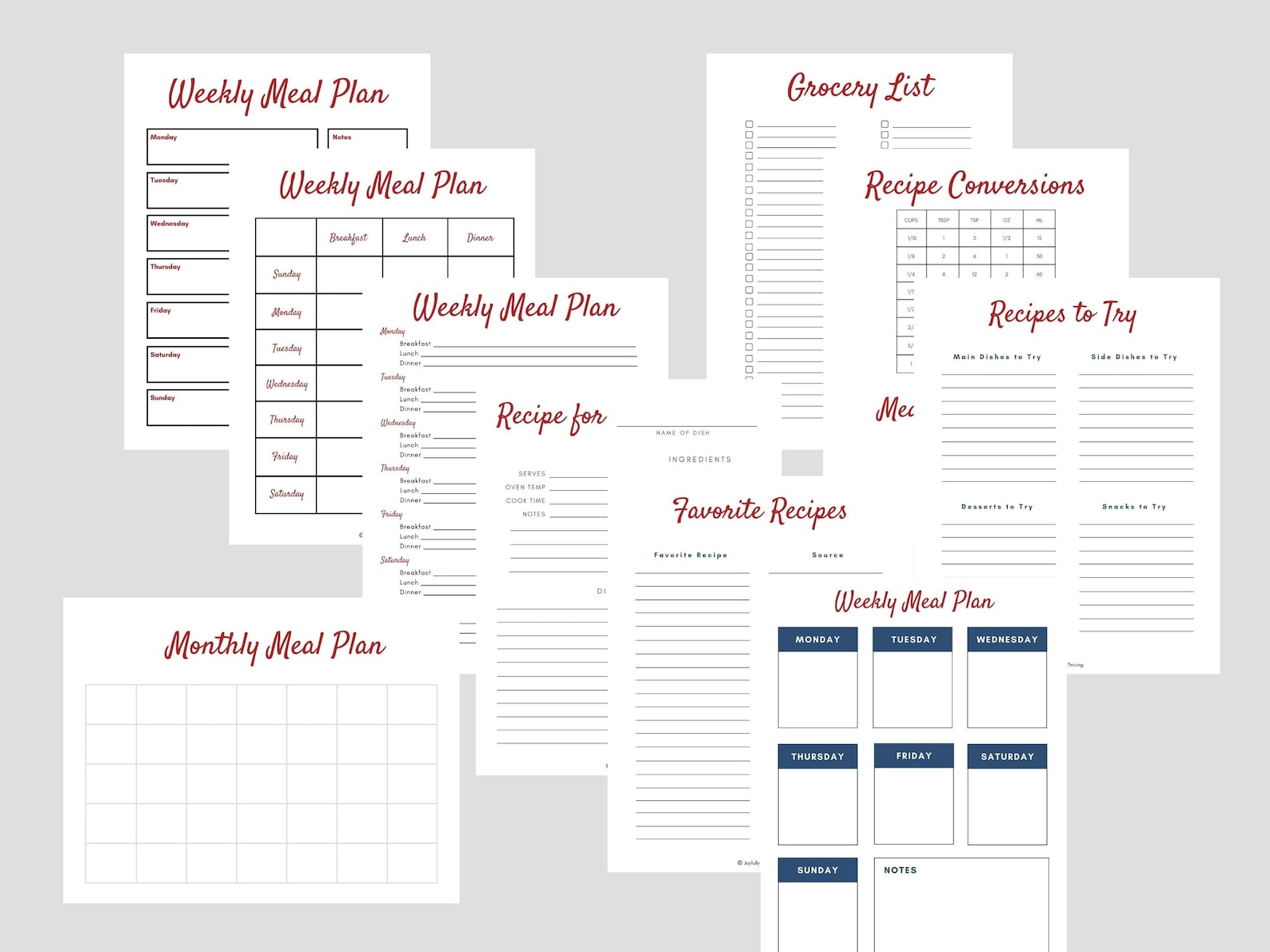 Printable Meal Planner Printable Menu Plan Download - Etsy