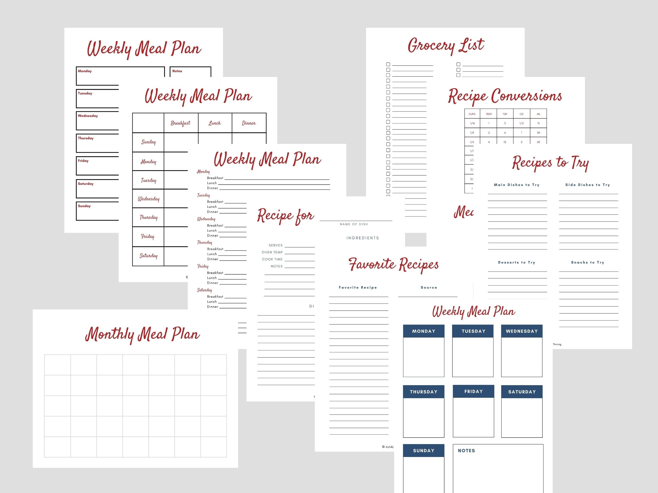 Printable Meal Planner Printable Menu Plan Download - Etsy