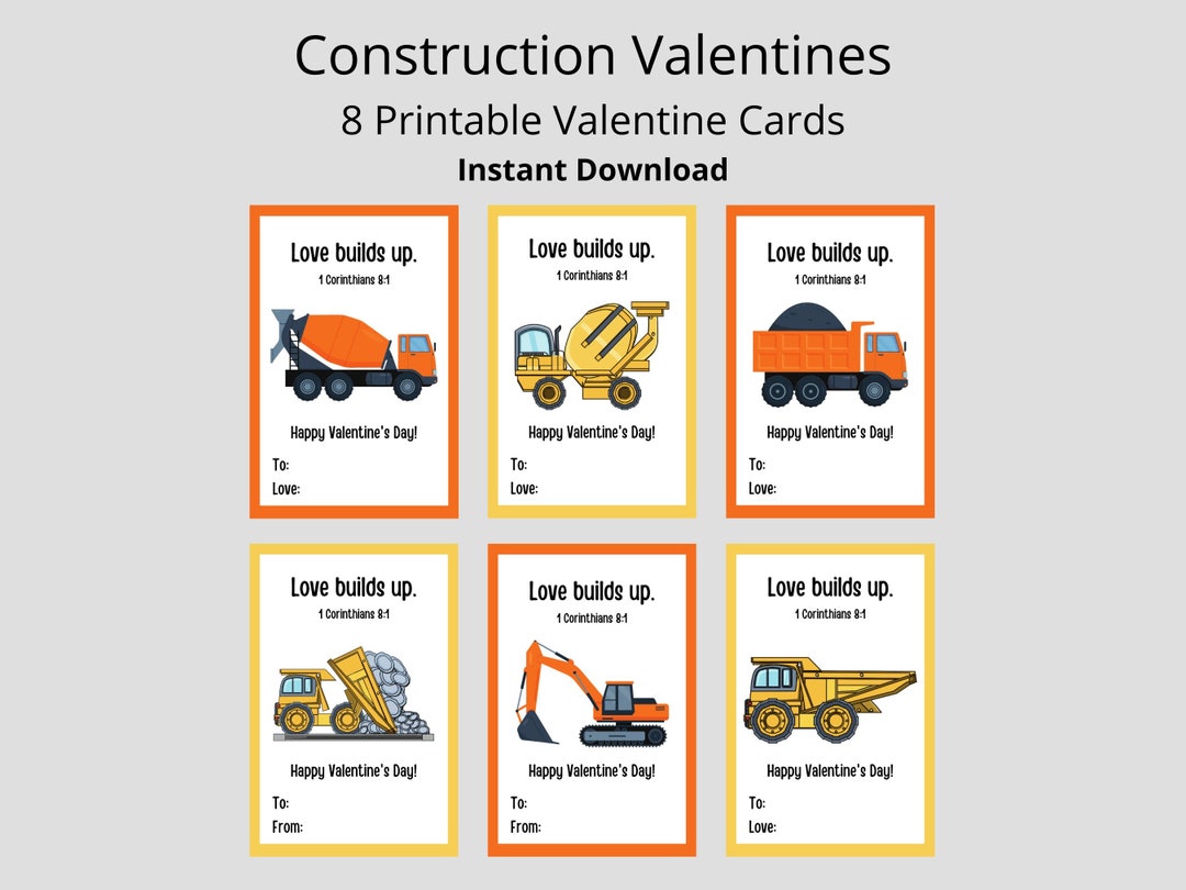 Christian Preschool Valentine Cards Construction Valentines for Kids ...