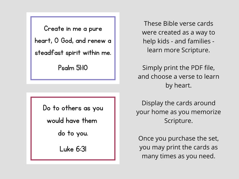 NIV Bible Verse Cards for Kids: 52 Scripture Cards (digital Download ...