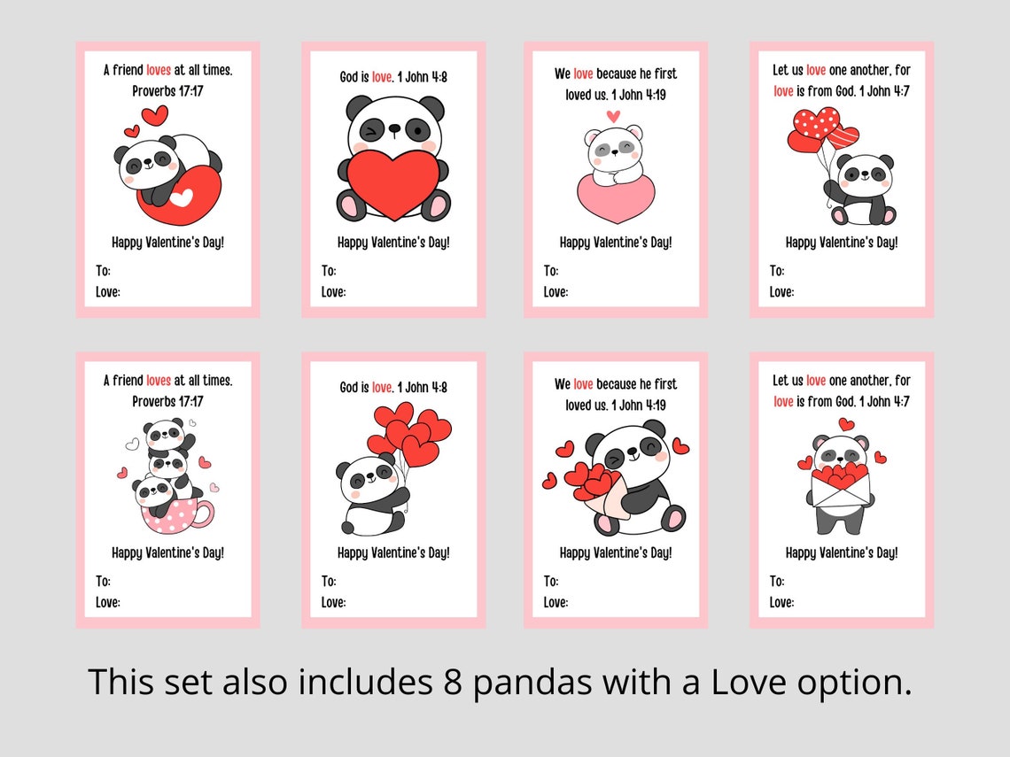Panda Printable Valentine Cards Printable Bible Verse Valentines ...