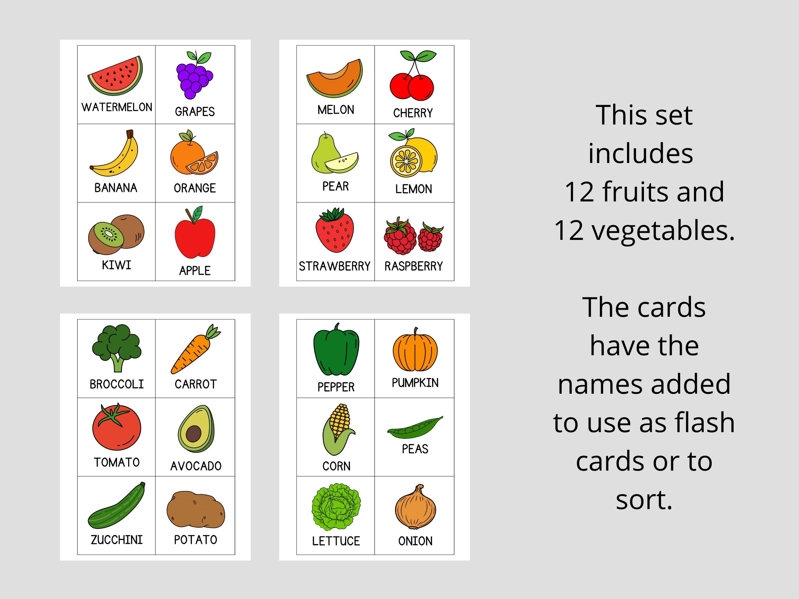 Fruit and Vegetable Matching Printable Preschool Memory Game Fruit ...