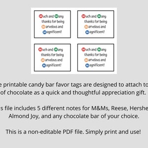 Chocolate Bar Thank You Tags Candy Appreciation Gift Tags Chocolate ...