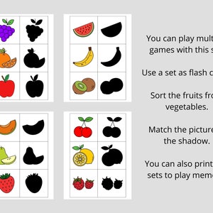 Fruit and Vegetable Matching Printable Preschool Memory Game Fruit ...