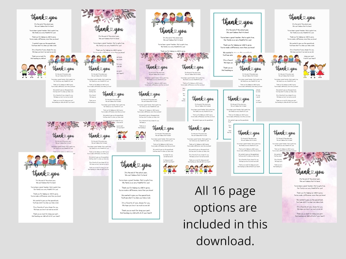 End of the Year Teacher Appreciation Gift Thank You Gift Printable ...