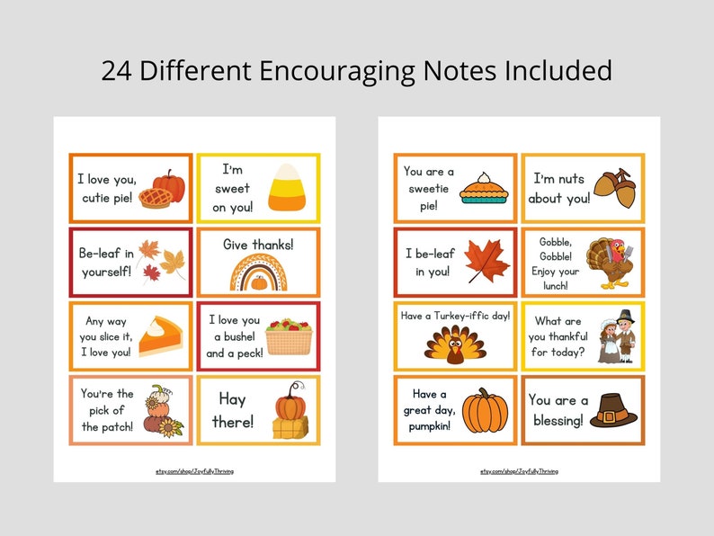 Printable Thanksgiving Lunch Box Notes for Kids | Encouraging Notes for ...