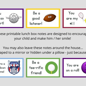 Sports Lunch Box Notes for Kids | Printable Notes for Kids | Printable ...