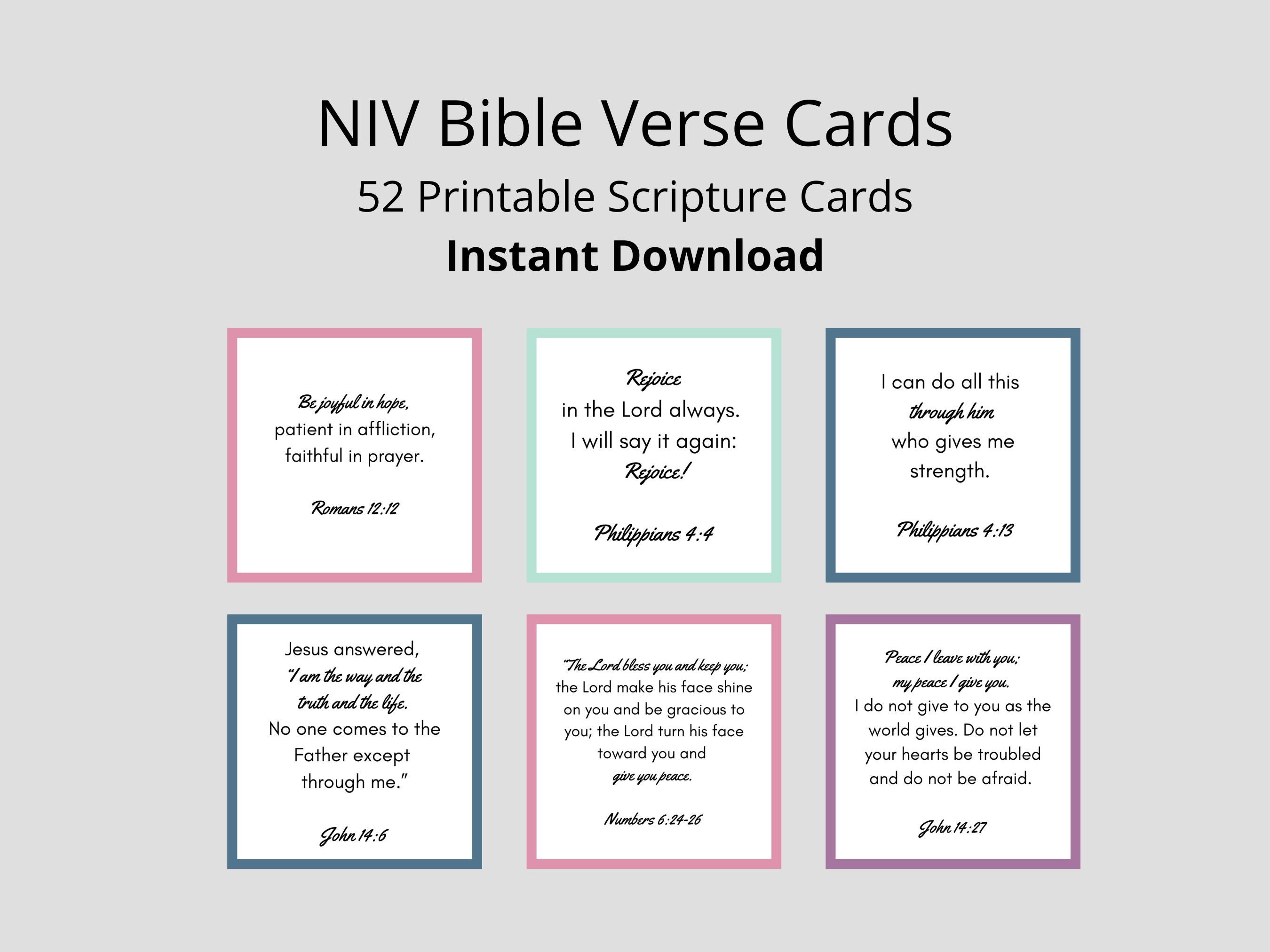 NIV Bible Verse Cards Scripture Cards for Women Printable Bible Verses ...