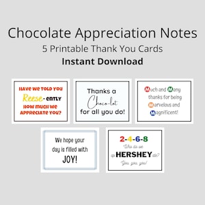 Chocolate Bar Thank You Tags Candy Appreciation Gift Tags Chocolate ...