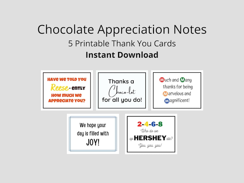 Chocolate Bar Thank You Tags Candy Appreciation Gift Tags Chocolate ...