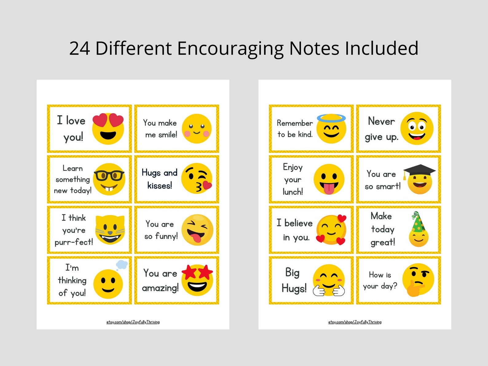 Emoji Lunch Box Notes for Kids, 24 Printable Cards (digital Download ...