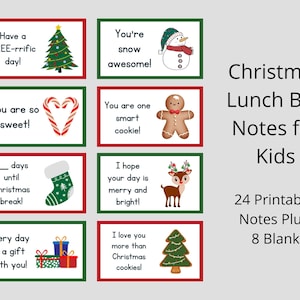 Printable Christmas Lunch Box Notes for Kids Holiday Notes - Etsy