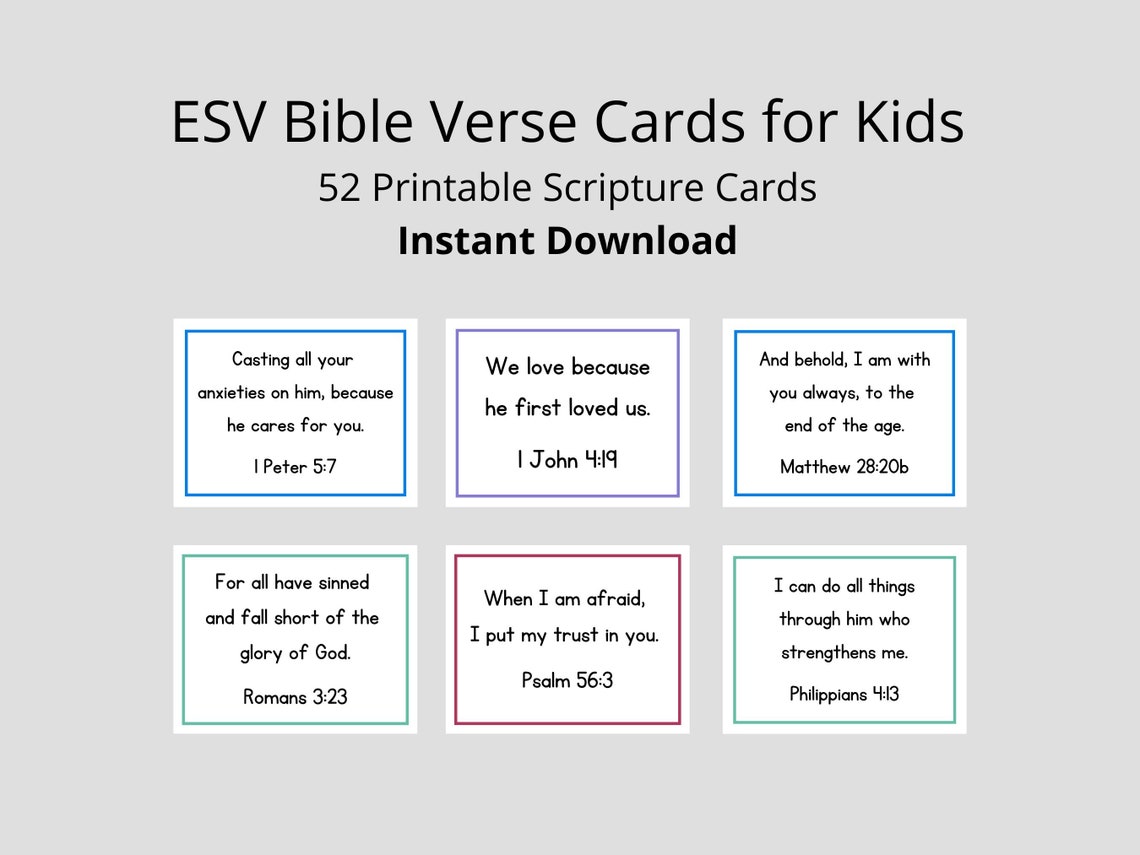 ESV Bible Verse Cards for Kids Scripture Cards for Families - Etsy