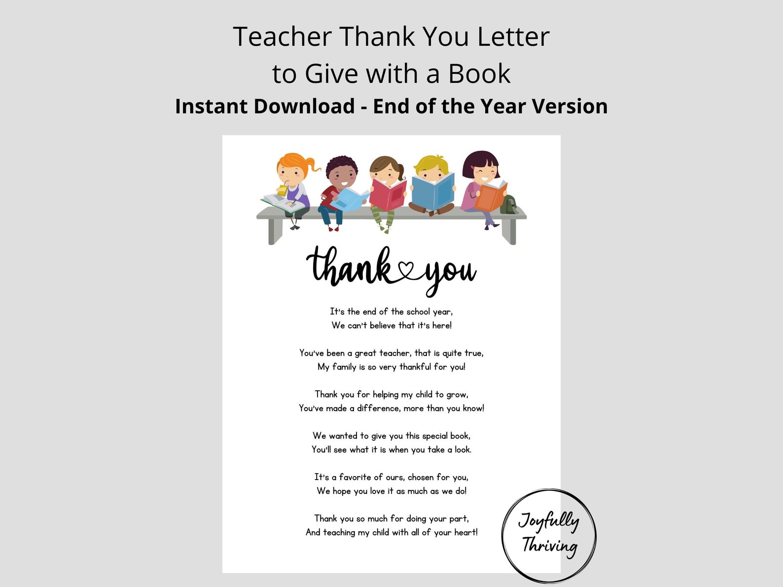End of the Year Teacher Appreciation Gift Thank You Gift Printable ...