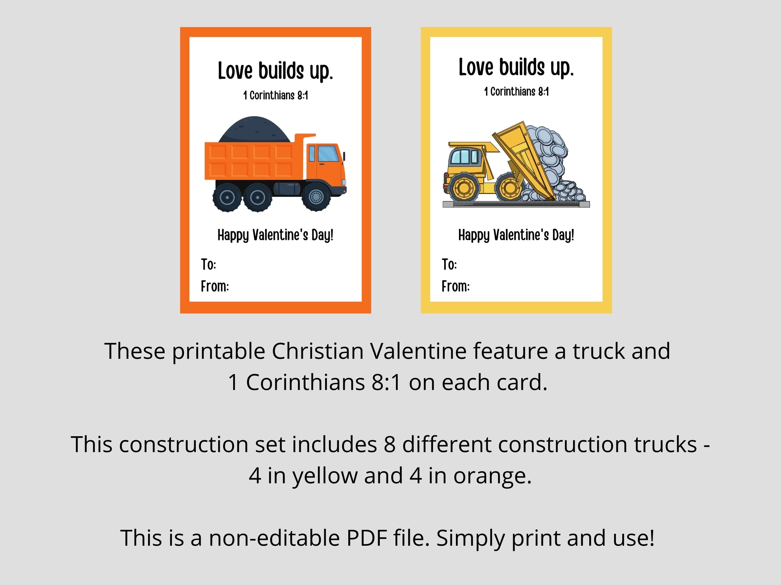 Christian Preschool Valentine Cards Construction Valentines for Kids ...
