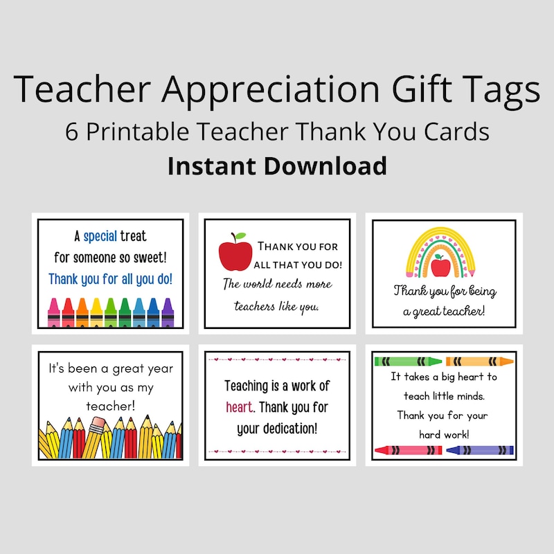 Teacher Appreciation Tags - Etsy