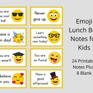 Emoji Lunch Box Notes for Kids Printable Notes for Kids - Etsy