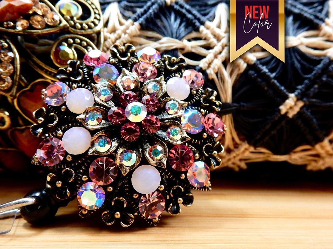 Retractable Doctor Badge Holder, Sparkling Rhinestone ID Clip for ...