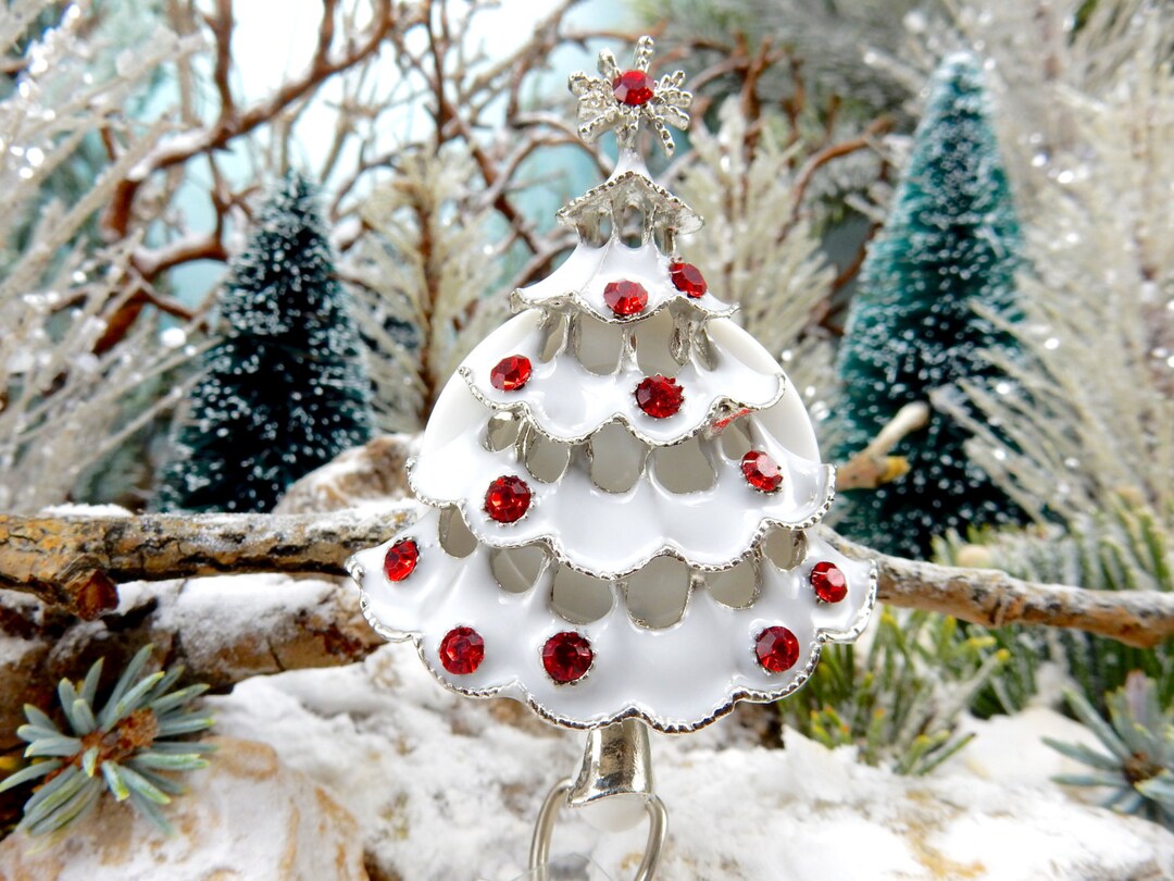 Frosted Christmas Tree Badge Clip, Retractable Badge Reel, Christmas ...