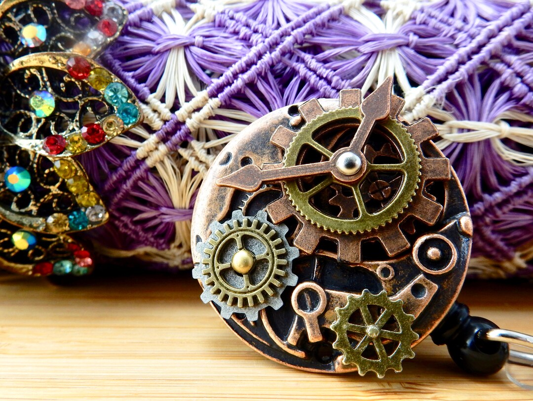 Steampunk Retractable Name Badge Reel, Unique Nurse Gift Mens, Nurse ...