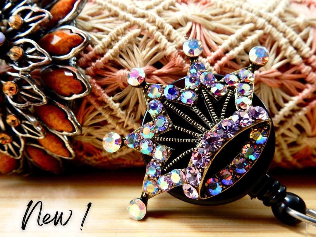 Rhinestone Crown Badge Reel, Bling Tiara Badge Reel, Retractable Badge ...