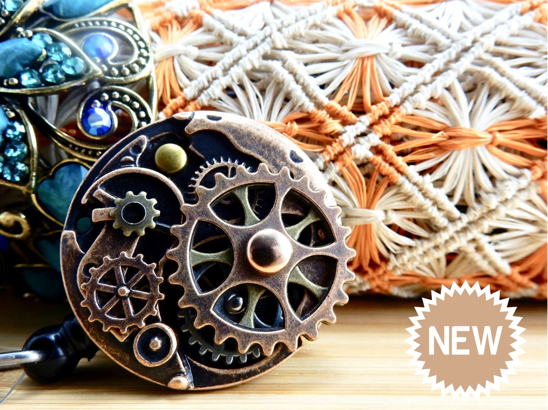 Steampunk Badge Clip Retractable Badge Reel Unique Gift for - Etsy