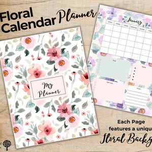 Printable Undated Monthly Calendar Planner - Floral Calendar - Office ...