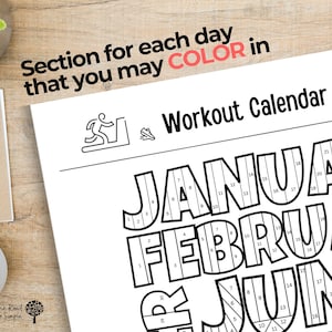 Workout Tracker Coloring Page: Printable Fitness Calendar (digital ...