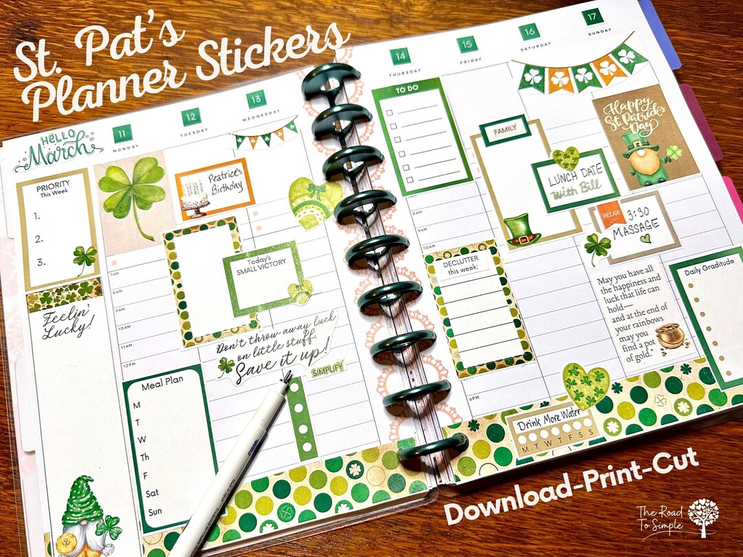 St. Patrick's Day Planner Stickers, Happy Planner Stickers, Calendar ...