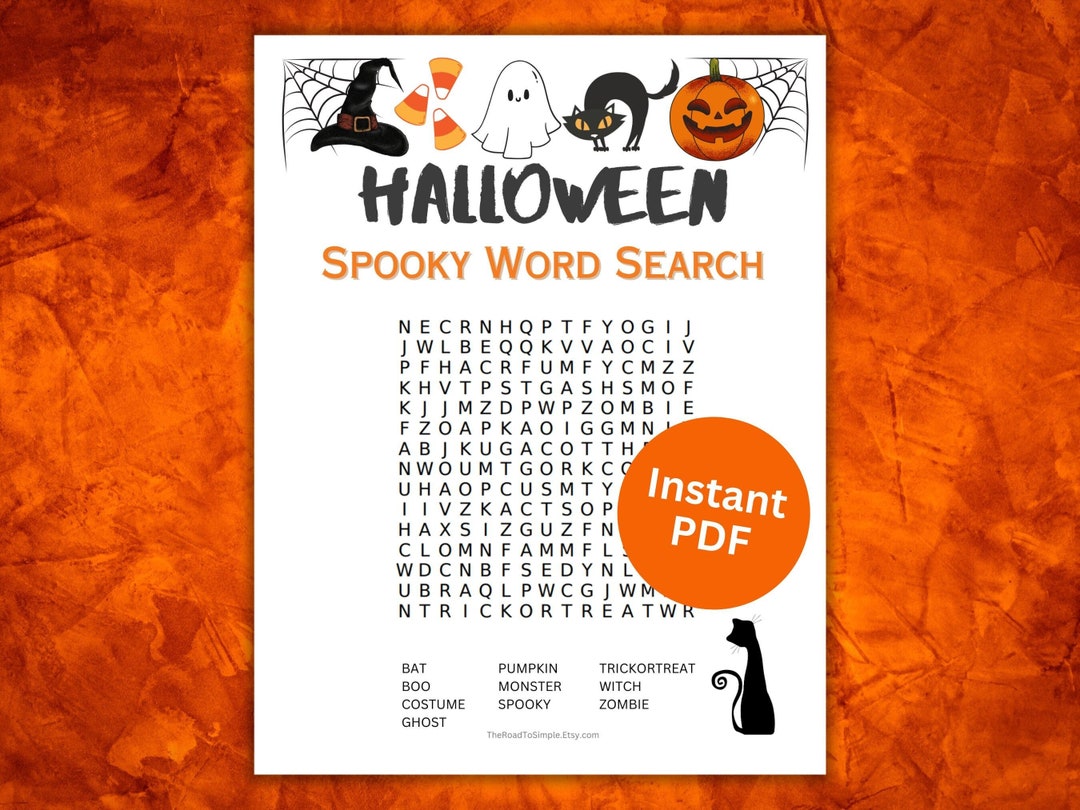 Halloween Word Search Puzzle: Spooky Party Game (digital Download) - Etsy