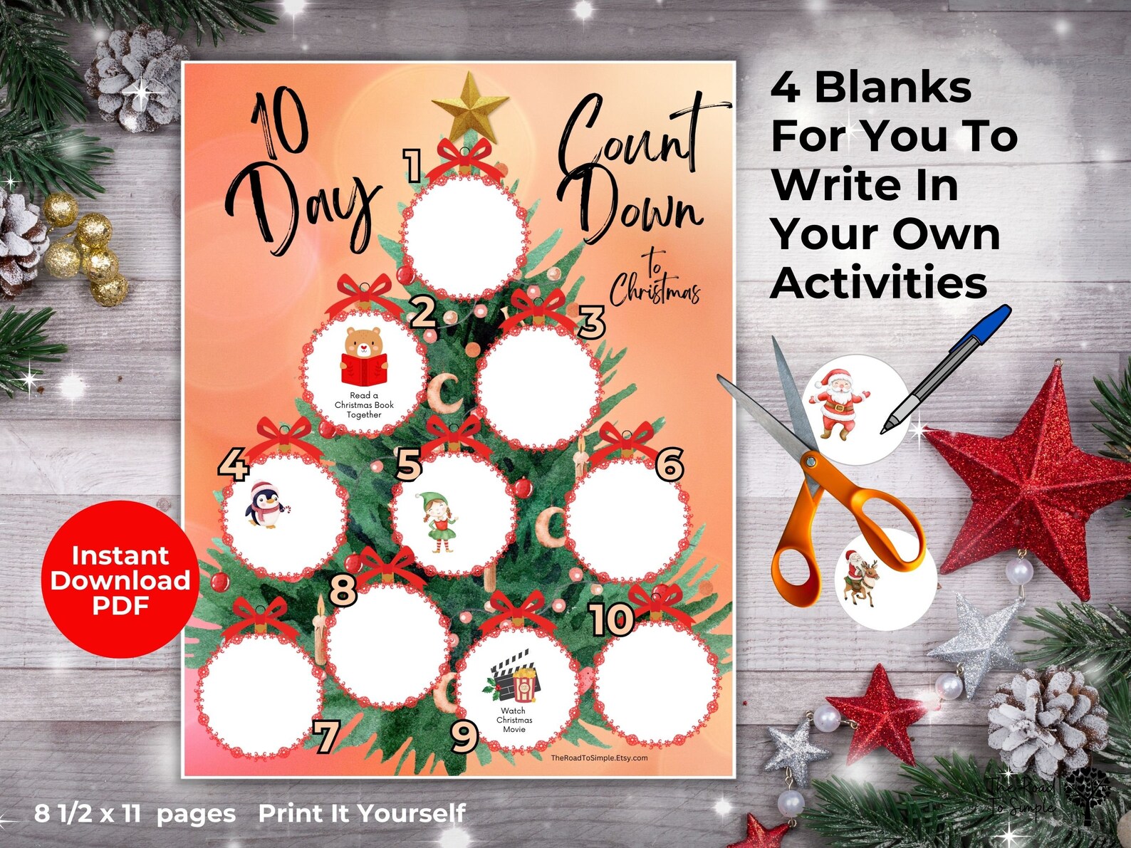 Christmas Countdown Activity: 10 Day Family Fun (printable PDF) - Etsy