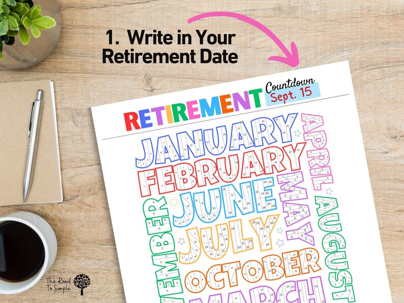 Retirement Countdown Calendar: Coloring Page Printable (digital ...