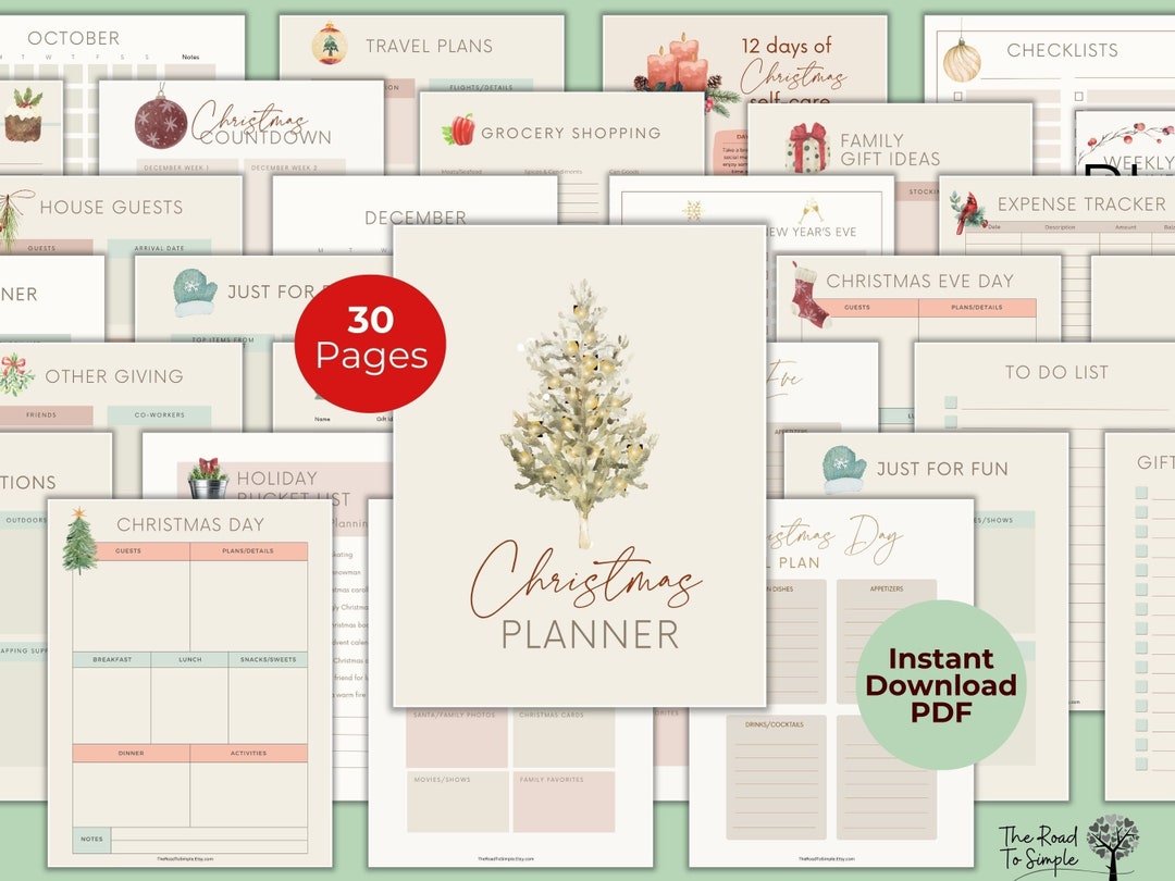 Printable Christmas Planner, Christmas Meal Plan, Christmas Gift List ...
