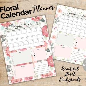 Printable 2024 Calendar Planner Floral 2024 Calendar 2024 Office ...