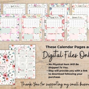 Printable 2024 Calendar Planner Floral 2024 Calendar 2024 Office ...