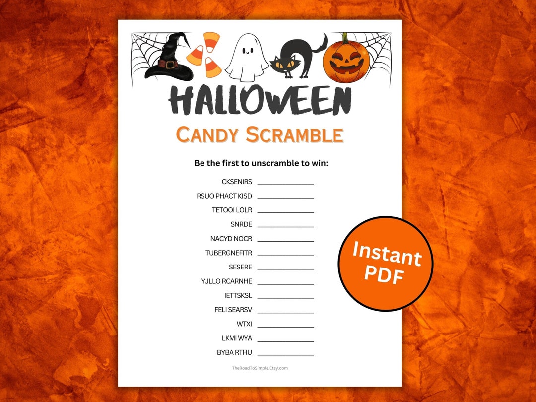 Halloween Candy Scramble Game: Printable Puzzle for Kids (digital ...