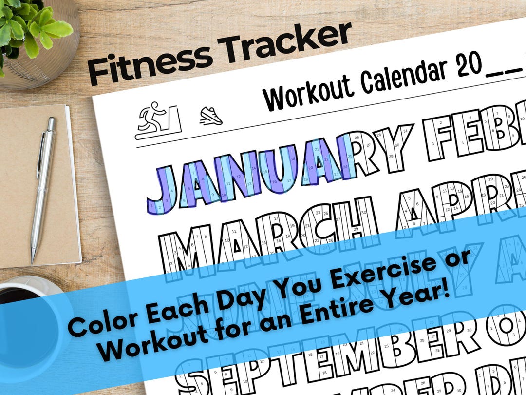 Workout Tracker Coloring Page: Printable Fitness Calendar (digital ...